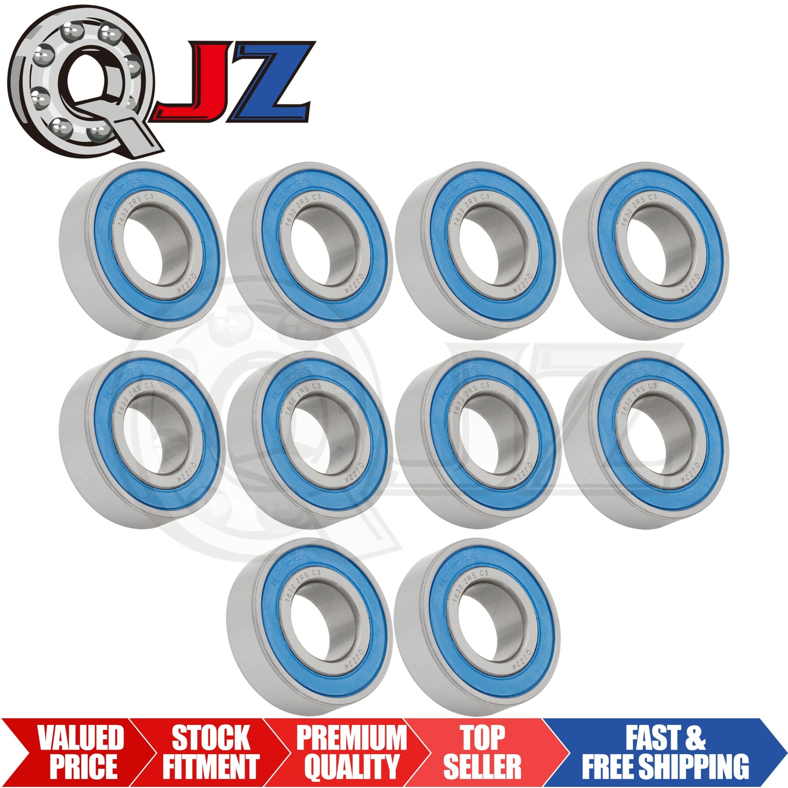 [Qty.10] New1630-2RS Deep Groove Radial Bearing [0.75" ID x 1.625" OD x ...