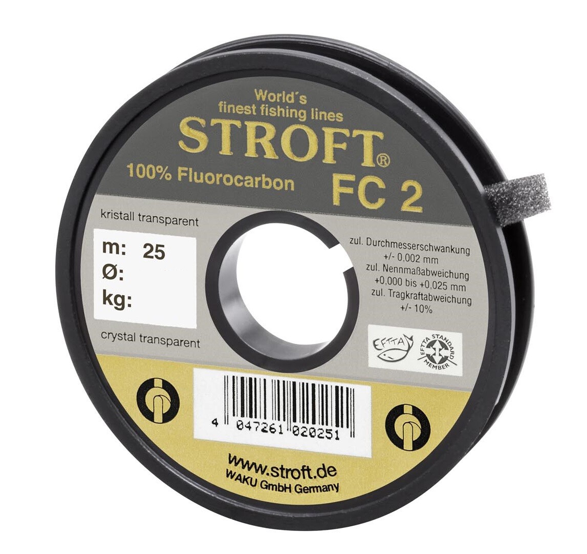 Stroft 100% Fluorocarbon FC2 25-100m Vorfachschnur Schnur Angelsehne ...