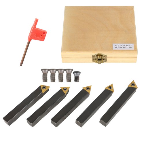 5Pcs 1/2" Carbide Indexable Inserts Turning Tool Lathe Tool Bit In Box ...
