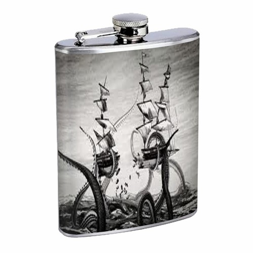 Gigantic Octopus Kraken D10 Flask 8oz Stainless Steel Sea Monster ...