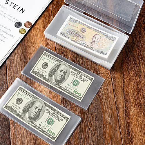 200 Pack Currency Sleeves Bill Holder with Storage Case for Paper Money ...
