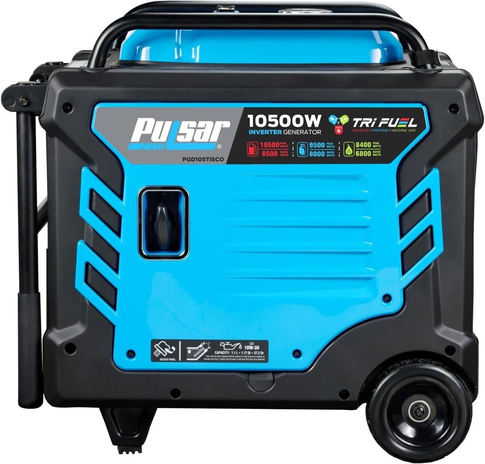Pulsar 10,500-W Super Quiet Portable Tri Fuel Inverter Generator w ...
