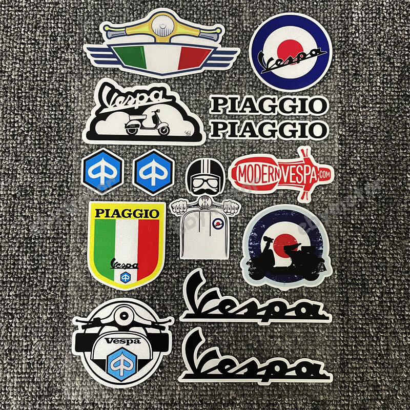 Motorcycle Fuel Tank Emblem Decals for Vespa PIAGGIO Racing Reflective ...
