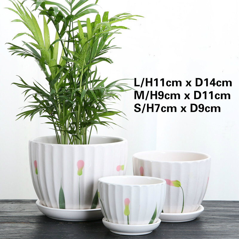 3 PCS POTS&TRAY 3 SIZE SET POTS POTTERY CERAMIC FLOWER PLANT POTS | eBay