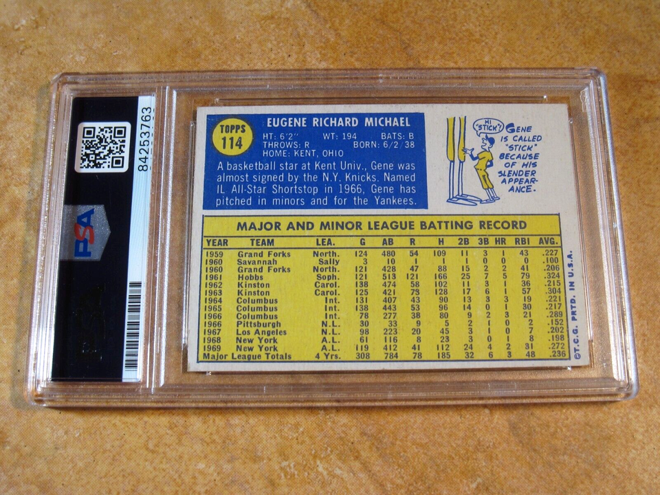 GENE MICHAEL 1970 TOPPS SIGNED AUTOGRAPHED CARD #114 NEW YORK YANKEES ...