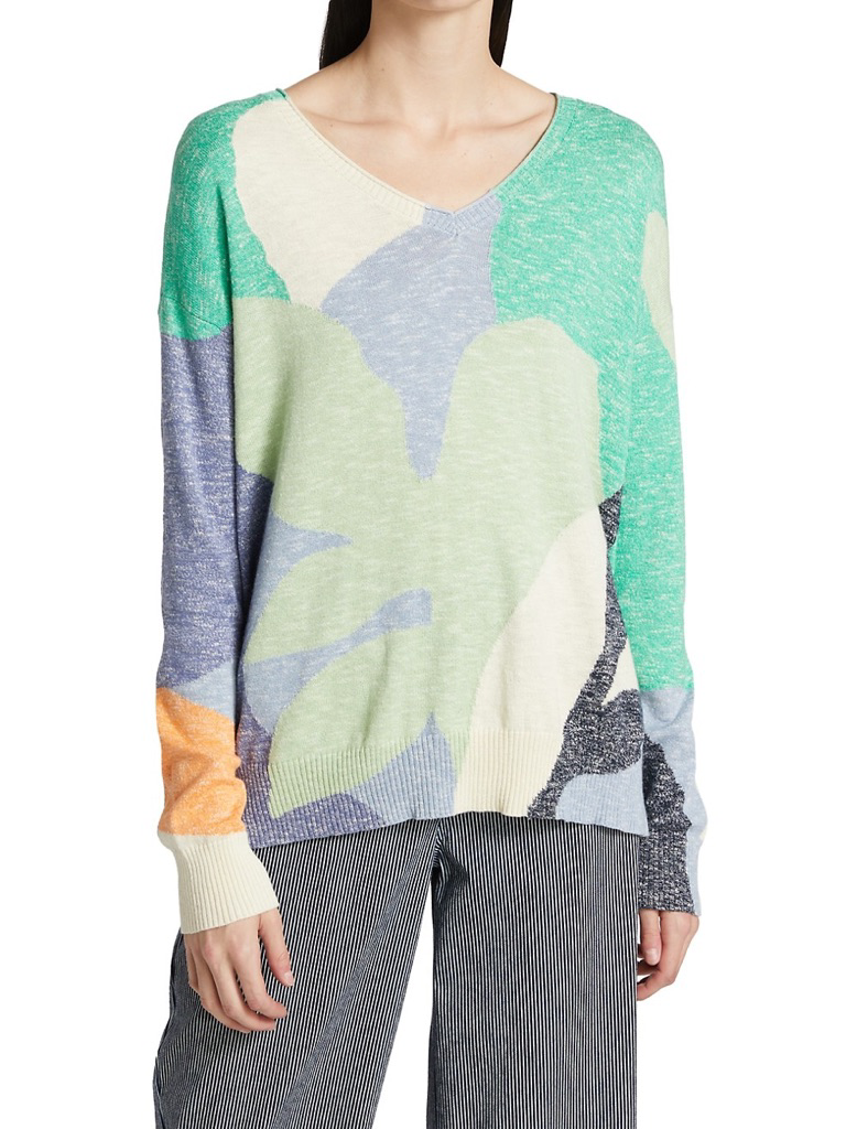 NIC+ZOE Leaf Burst Cotton-Blend Knit Sweater Size XS | eBay