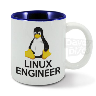 LINUX ENGINEER cup mug computer programmer IT network code penguin Tux ...