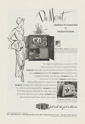 VINTAGE DUMONT TELEVISION PRINT AD 1949 RADIOS TV RECORD PLAYERS | eBay