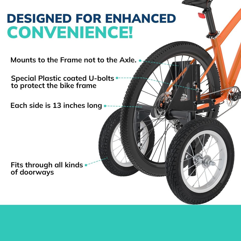 Adjustable Adult Bicycle Bike Stabilizers Training Wheels Fits 24" to ...