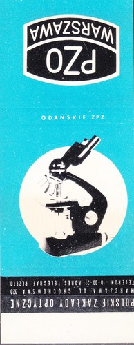 POLAND 1968 Matchbook Cover - Cat.K#082b. PZO Warsaw, Polish Optical ...