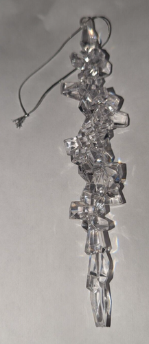 Clear Acrylic 7" Long Icicle Christmas Ornament Ice Cube Cluster Cubes ...