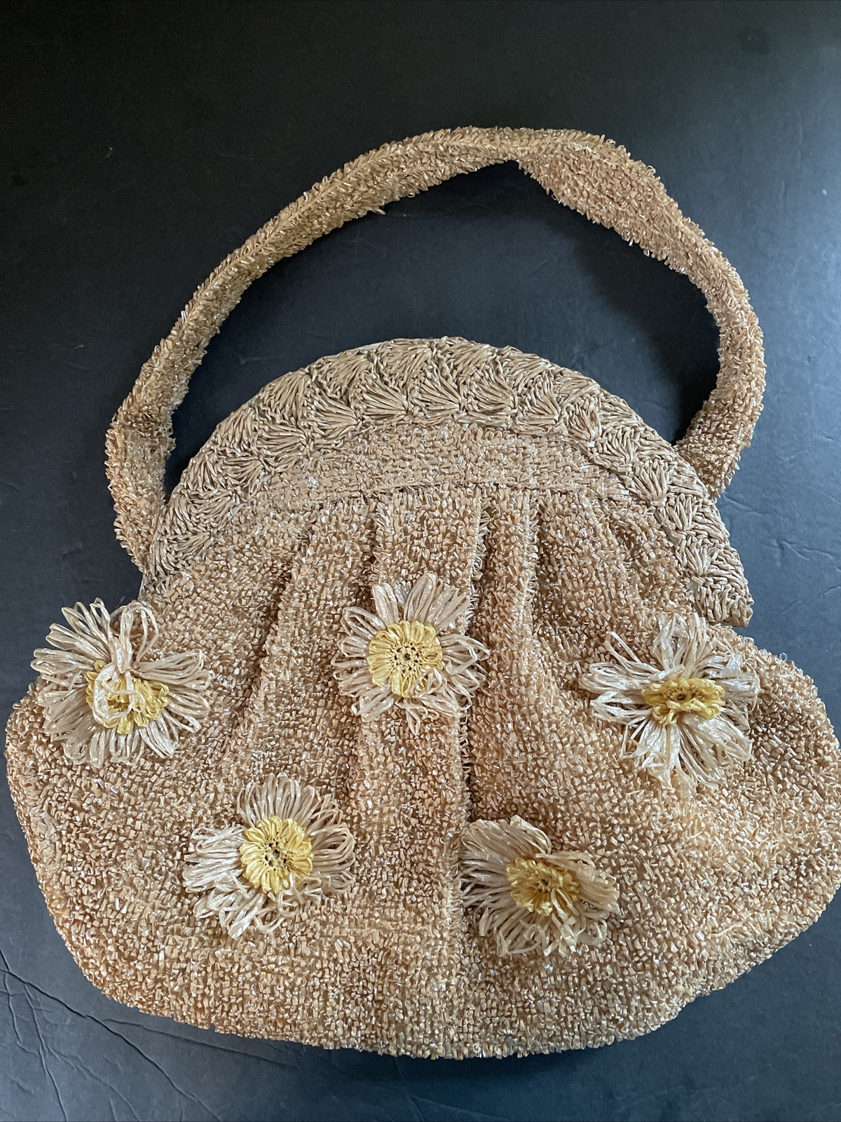 VTG 60's Garay Woven Straw Raffia Purse Handbag SunFl… - Gem