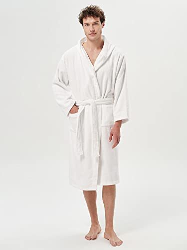 Mens Terry Cloth Robe Cotton Hooded Bathrobe Towel Soft Large Pure ...