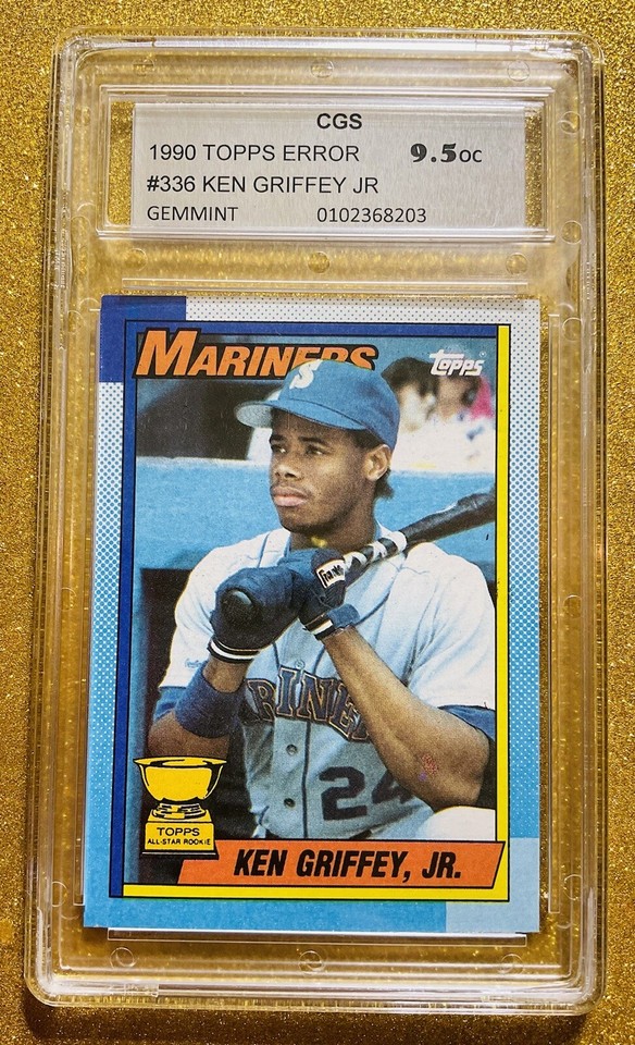 KEN GRIFFEY JR ERROR BLOODY SCAR (ALL-STAR RC LOGO) 1990 TOPPS CGS 9.5 ...