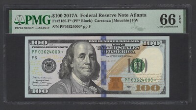 United States-Federal Res. 100 Dollars 2017A Fr#2189-F* (PF* Block) UNC ...