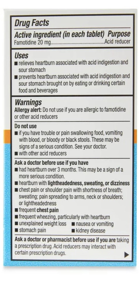 EQUATE Famotidine Compare To Pepcid AC Max Strength 20mg 100ct HS ...