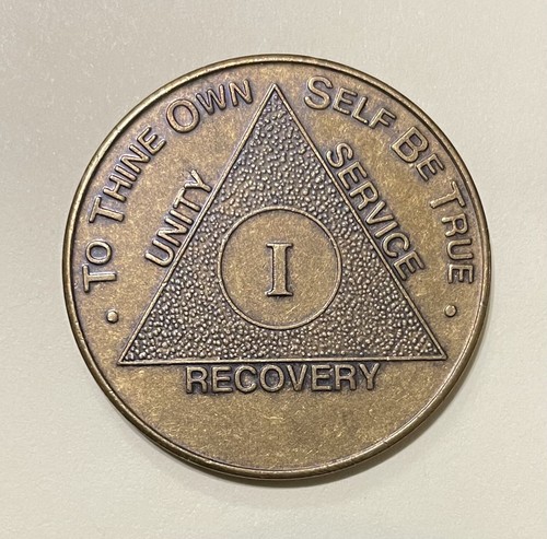 A.A. Alcoholic’s Anonymous Unity Service Recovery 1 Year Bronze 34mm ...