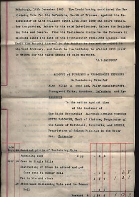 1900 ALEX PIRIE & SONS, Aberdeen Paper Manufacturers against The Earl ...
