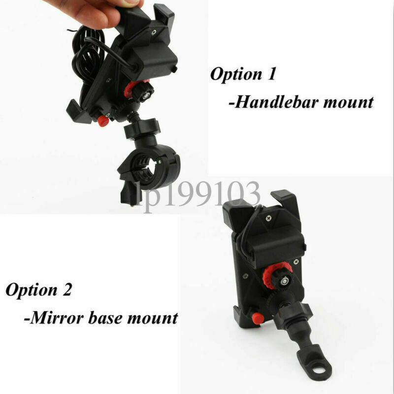 Motorcycle Bike ATV Cell Phone GPS Handlebar Mirror Mount Holder w/ USB ...