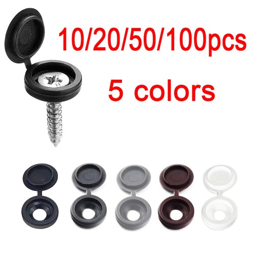 10/20/50/100pcs Screw Caps Plastic Screw Cover Hinged Fold Over Fits ...