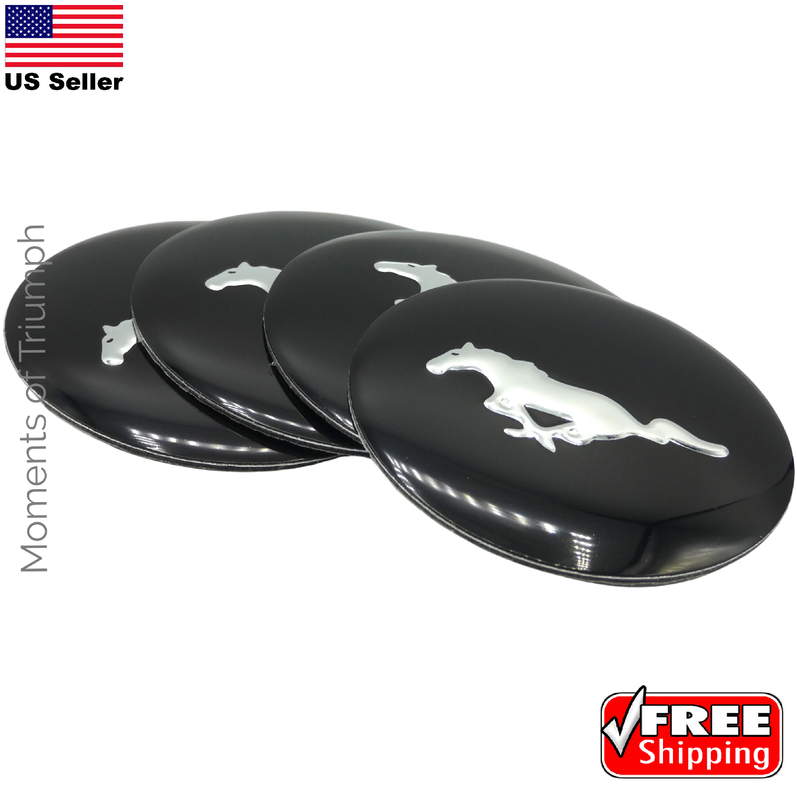 (4 PACK) Ford Mustang Wheel Center Hub Cap Sticker Decal 56mm 2.2" diam ...