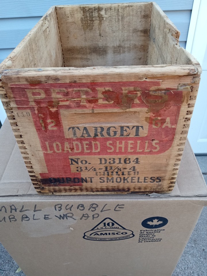 Vintage Peters Cartridge Co Wooden Box 12 Ga. Ammo box Finger Jointed ...