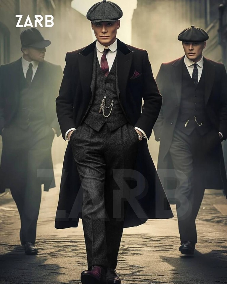 Men's 3-Piece Tweed Suit, Peaky Blinders Groomsmen Outfit, Vintage ...
