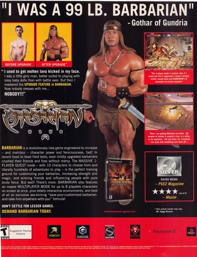 Barbarian Magazine Print Ad Promo Poster Art XBOX Game Cube Saffire ...