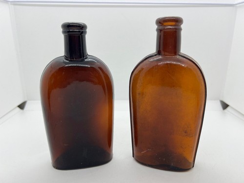 Amber Blown Strap Side Whiskey Flask Bottle 1890s Crude Half Pt 2 ...