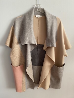 THML Open Front Cardigan Sweater Draped Color Blocked Oversized Size XS ...