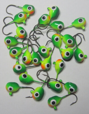 25 Floating Jig Heads Chartreuse/Green/Orange #4 Walleye baits and rigs ...