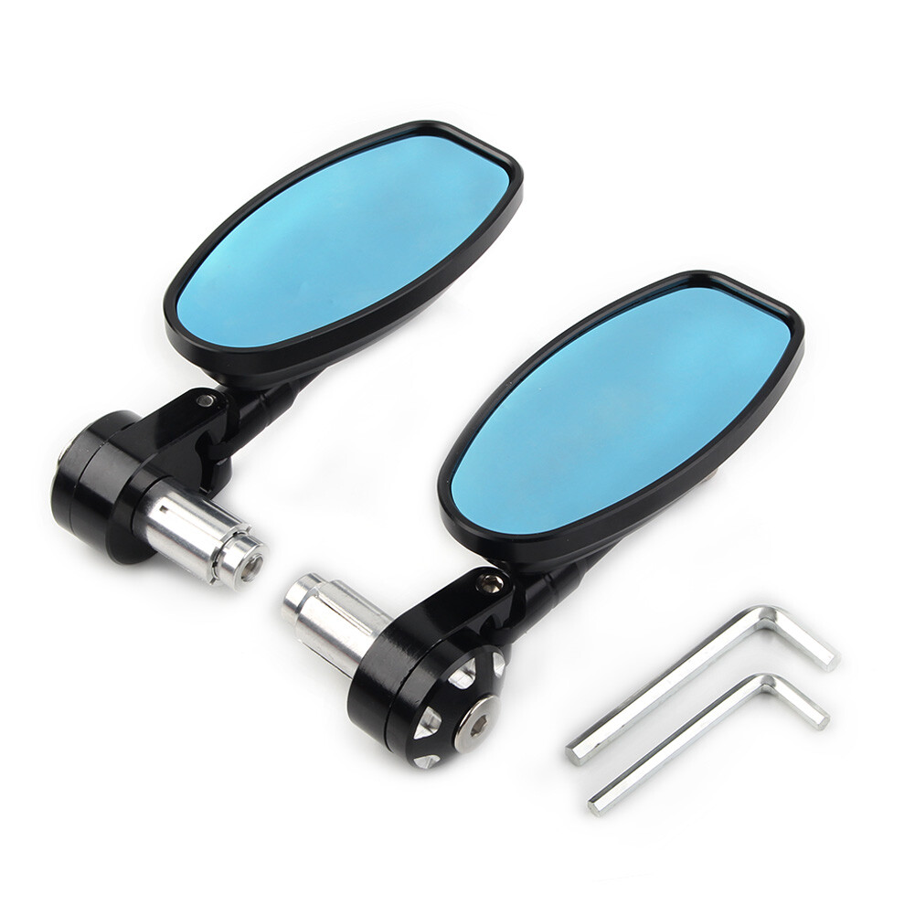 22mm 25mm Universal Motorcycle Handle Bar End Rearview Mirrors Black Ebay