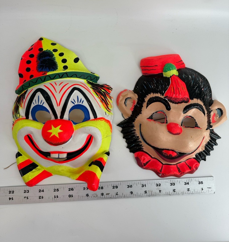 Vintage Halloween Plastic Masks Lot of 6 Popeye Clown Cartoon ...