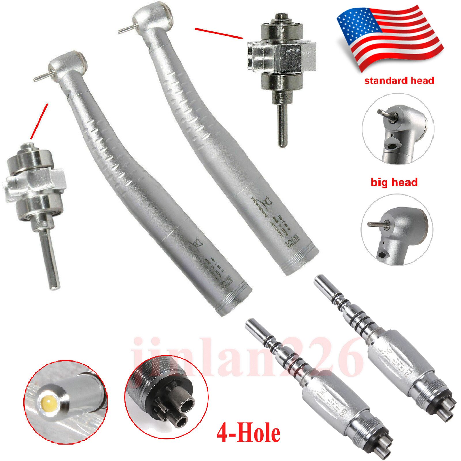 KAVO Style Dental Fiber Optic LED High Speed Handpiece /Quick Coupler 4 ...