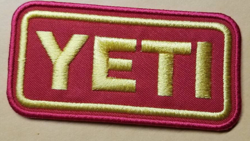 Embroidered YETI gold/yellow red Patch approx 2X3.75" iron or sew | eBay