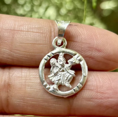 999 Silver Hanumana Hanuman Pendant, Evil Eye Protection, Hindu Circle ...