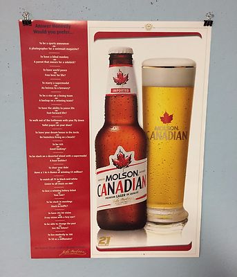 MOLSON CANADIAN BEER POSTER ANSWER HONESTLY POSTER. | eBay