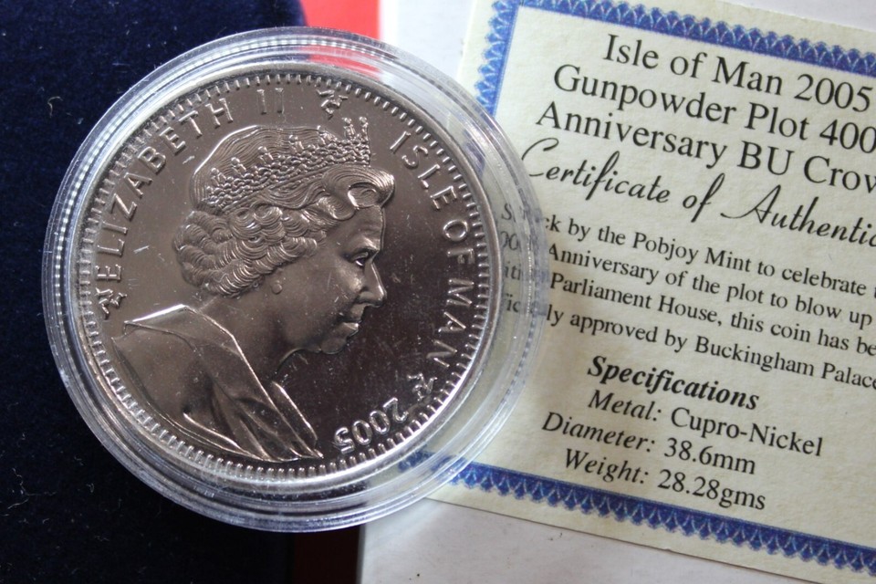 2005 ISLE OF MAN GUNPOWDER PLOT 400TH ANNIVERSARY CROWN CASED #AL031 ...