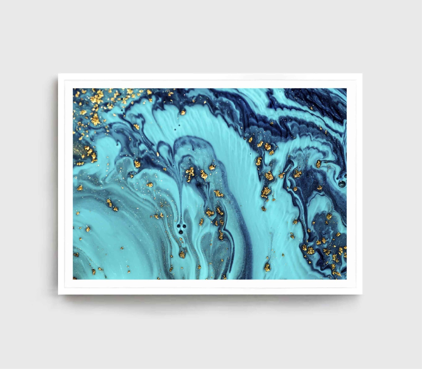 Marble Texture Print, Wall Art, Blue & Gold Framed Abstract Wall Art ...