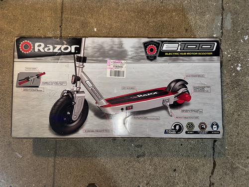 Razor E100 Electric Scooter, Pneumatic Front Tire, Hand-Operated Front ...