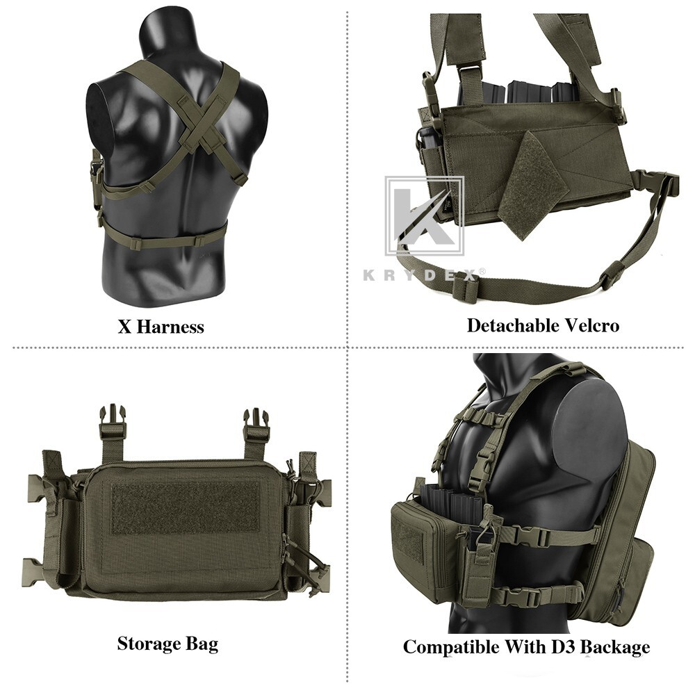 KRYDEX D3CR Chest Rig Harness Mag Pouches & D3 Flatpack Backpack ...