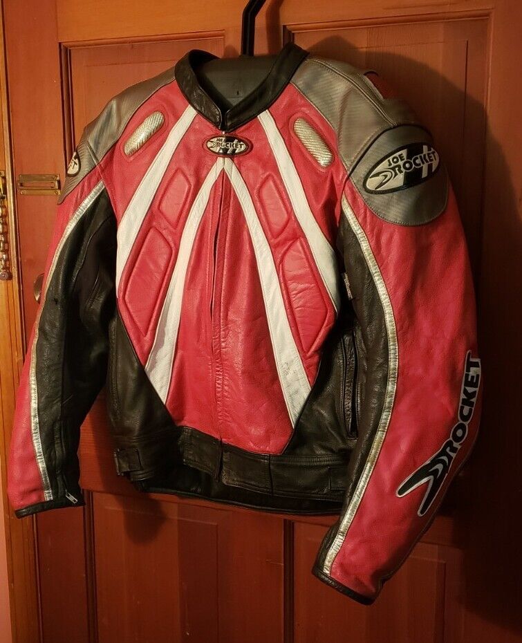 Joe Rocket Racing Leather Motorcycle Jacket sz 50 Red/Blk Joe Rocket Racing Leather Motorcycle Jacket sz 50 Red/Blk