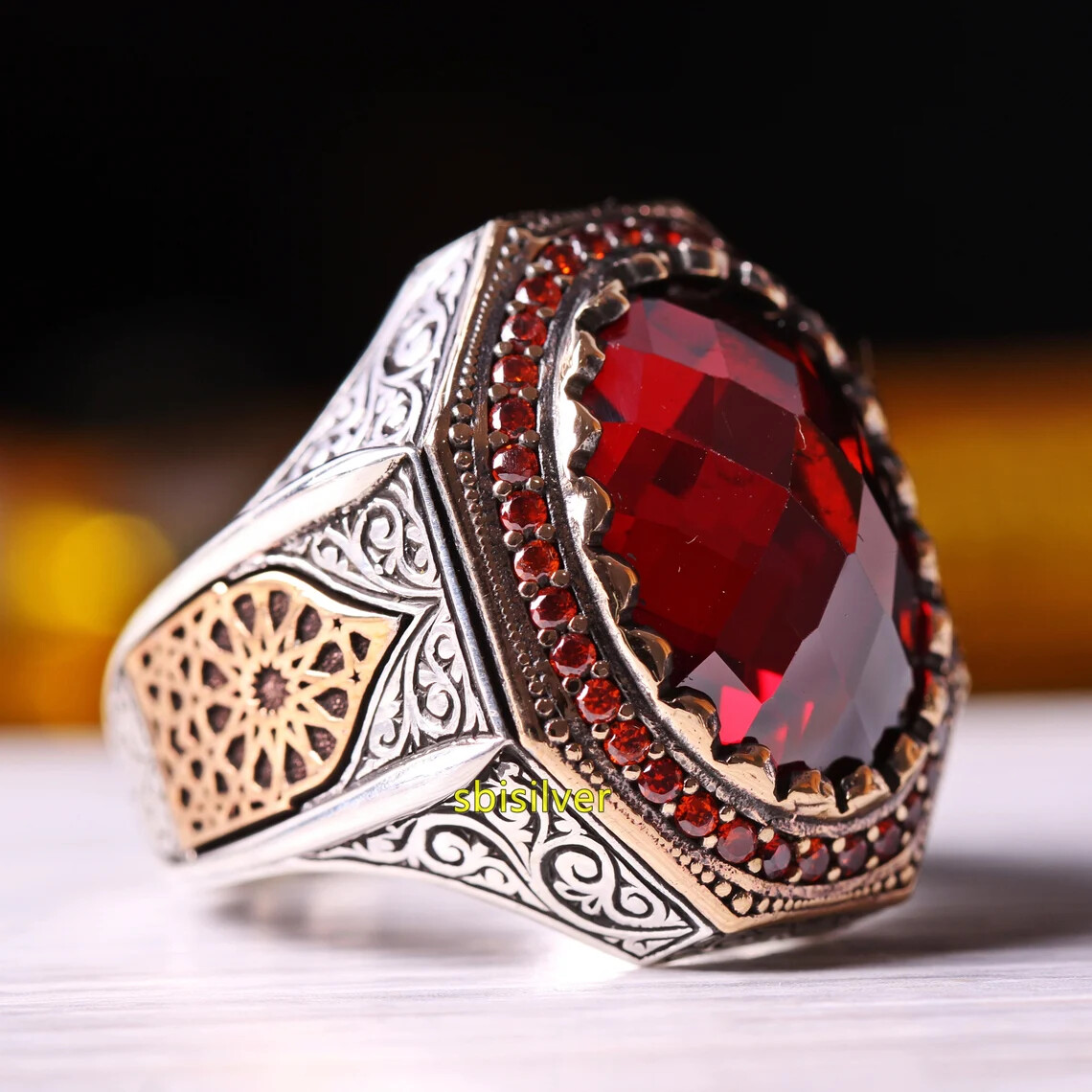 Ruby Stone Ring Men