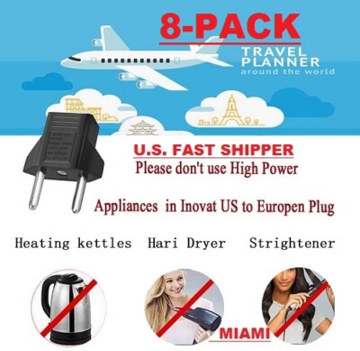 8-PCS 110V-220V US to EU & ISRAEL Travel Adapter Power Socket Plug ...