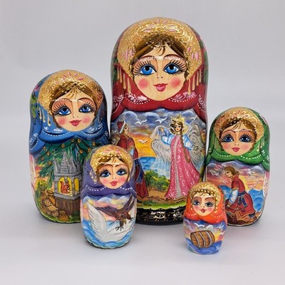 7" Princess Nesting dolls Matryoshka 5 in 1 Russian doll Handmade In ...