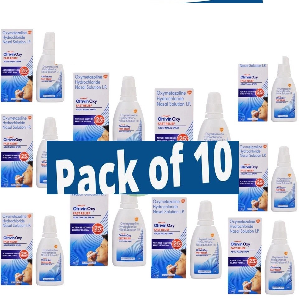 10 X Otrivin Adult Nasal Spray Drops for Blocked Nose (10 ml each ...