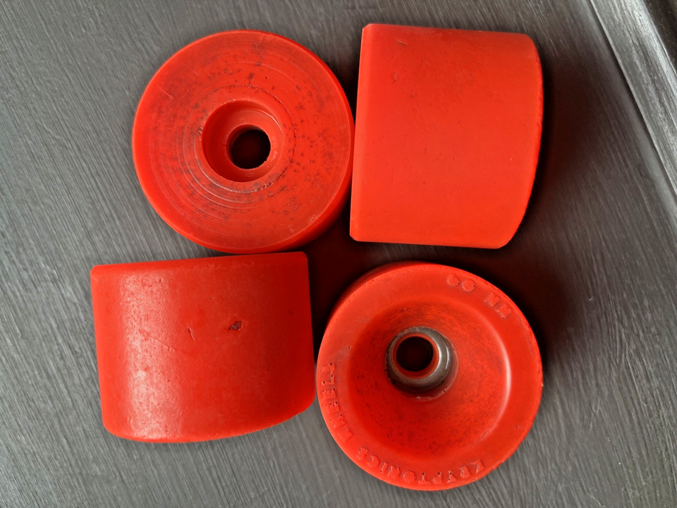 Vintage 1970's 1st Gen Red / Orange Kryptonics 60mm Skateboard Wheels ...