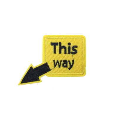This Way Yellow Road Sign Iron On Patch Embroidered Street Applique Sew ...