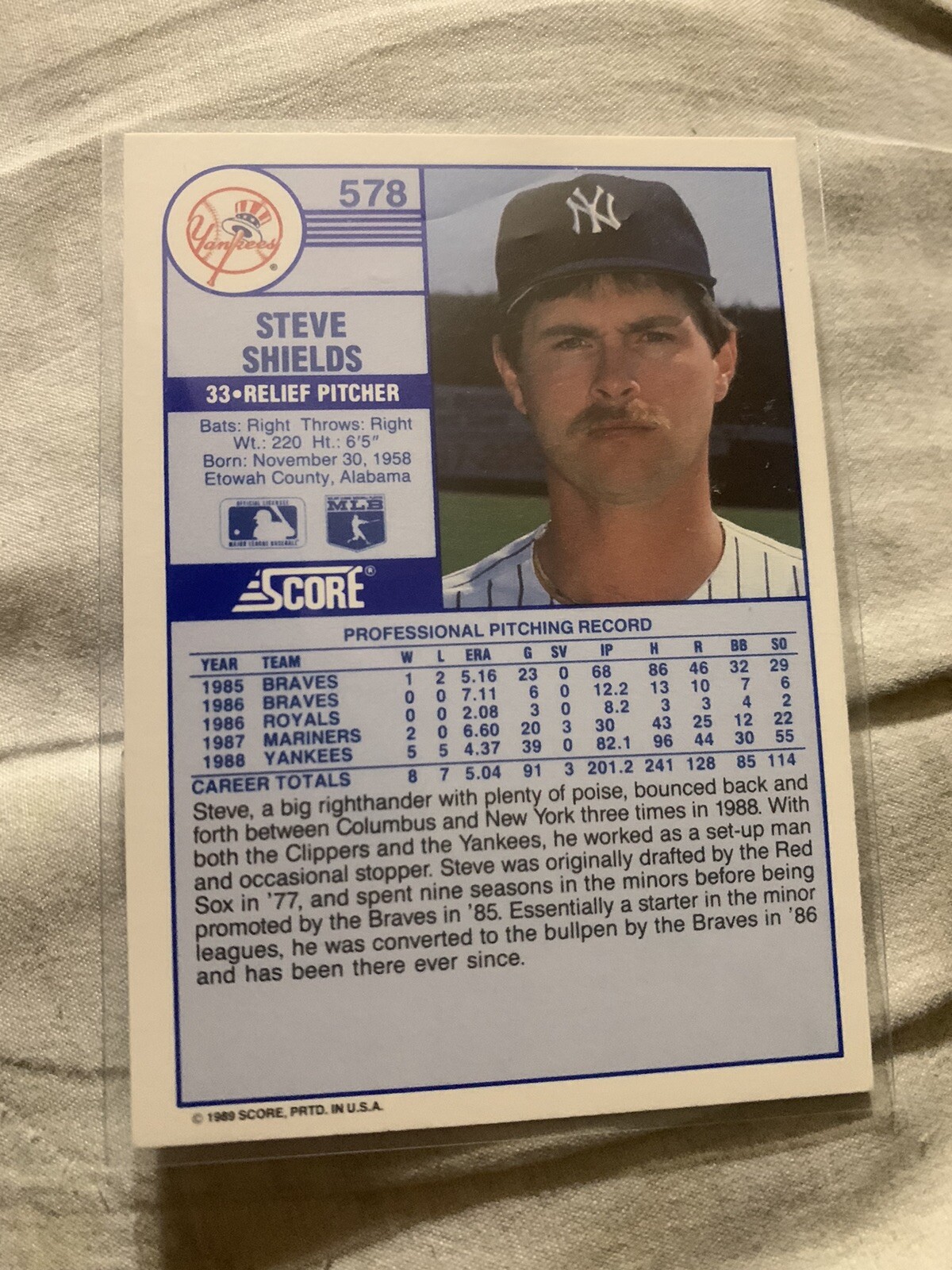 1989 Score - #578 Steve Shields for sale online | eBay