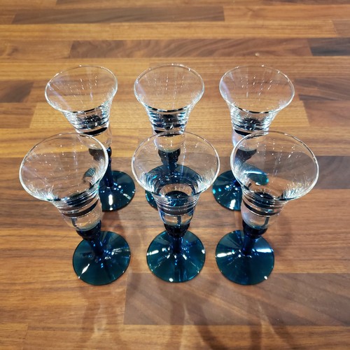 Danish Holmegaard Cordial/Aperitif/Liqueur Blue Stem Glasses 5” Tall ...